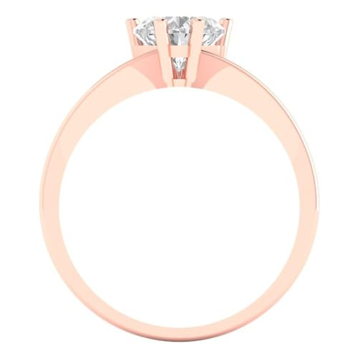 Clara Pucci 1.0 ct Heart Cut Genuine Lab Grown Diamond VS1-VS2 18K Rose Gold Solitaire Bridal Wedding Engagement Designer Ring size 3.5