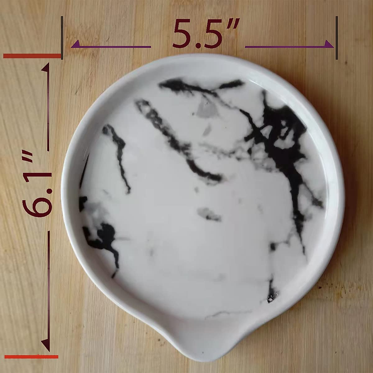 Spoon Rest,5.5 Inches Marble Spoon Holder，Ceramic Spoon Rest for Kitchen,Cooking Spoon Holder for Kitchen Counter/Stove Top/Dining Table Modern Farmhouse Decorative-By KITGUARD (white)