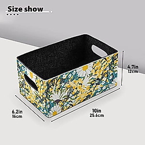 Flowers Leaves Storage Basket Felt Storage Bin Collapsible Felt Storage Cloth Baskets Containers Organizer for Kids Bedroom Magazine