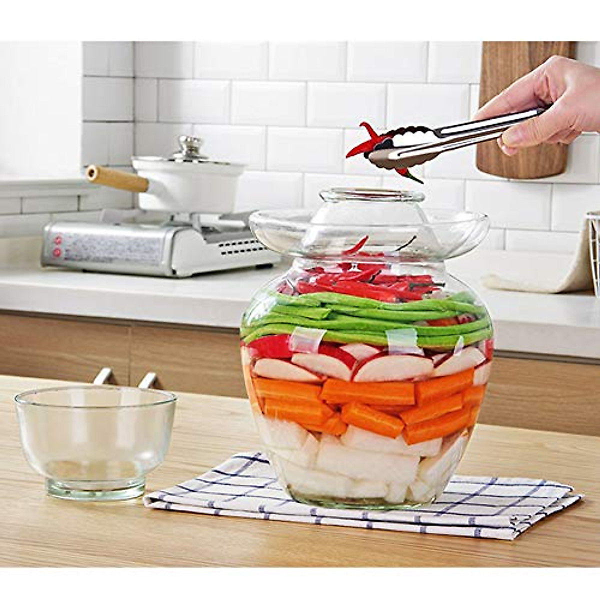TELLW Home transparent kimchi jar thickened glass pickles altar pickled pot creative pickles pickled cabbage cylinder sealing tank