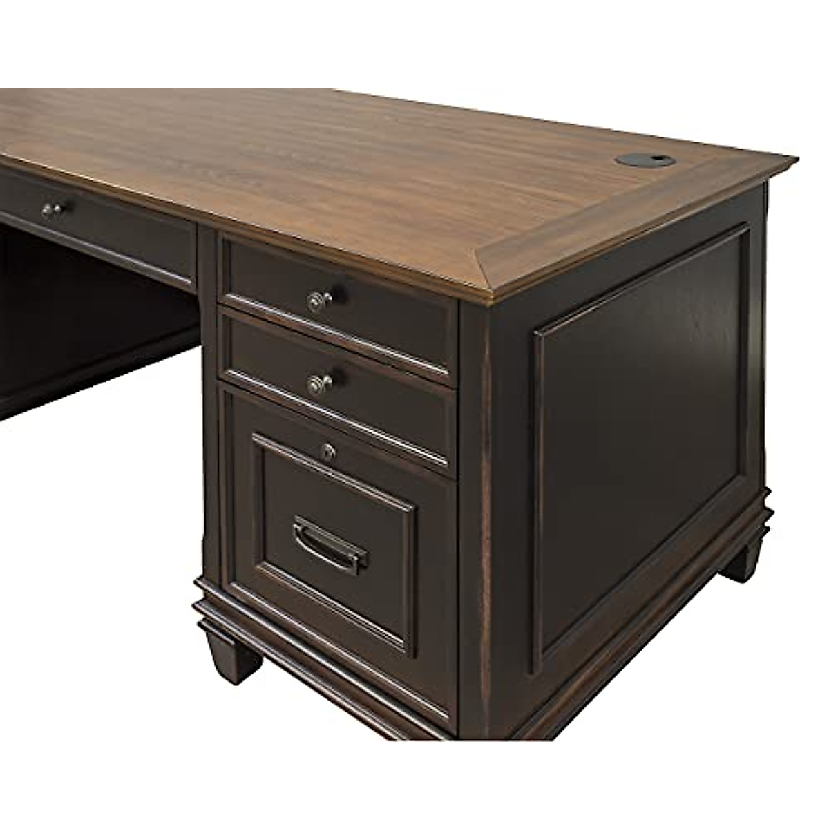 Martin Furniture Hartford Double Pedestal Shaped Desk, Brown - Fully Assembled