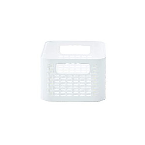 Superio Woven Plastic Storage Basket Box with Handles- Wicker Home Organizer Shelf Bins for Closet- Use for Socks, Jeans, Undershirts, Belts, Accessories (9 Quart, White)