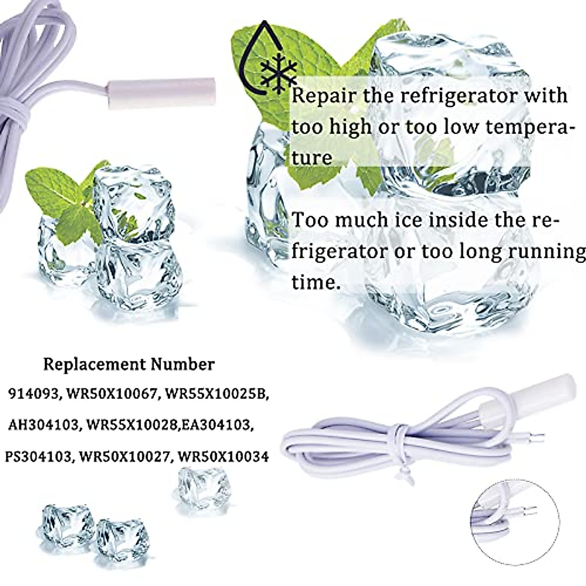 WR51X10055 Refrigerator Defrost Heater Replacements WR55X10025 Refrigerator Temperature Sensor WR50X10068 Defrost Thermostat Compatible with general Electric Hotpoint Refrigerators Replaces WR51X10030