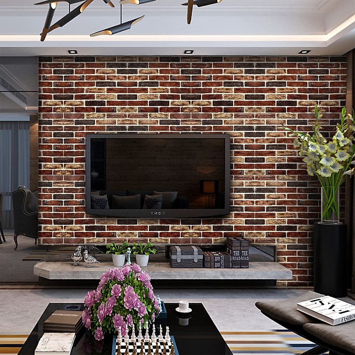 10-Pack 52 Sq.Ft 3D Wall Panels Peel and Stick 3D Faux Brick Wallpaper Peel and Stick Red Brown Faux Stone Wall Panel Foam Brick Self-Adhesive 3D Wallpaper