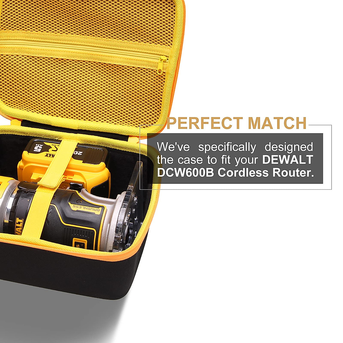 LTGEM Hard Case for DEWALT DCW600B 20V Max XR Cordless Router & DEWALT DWP611 Router - Travel Protective Carrying Storage Bag