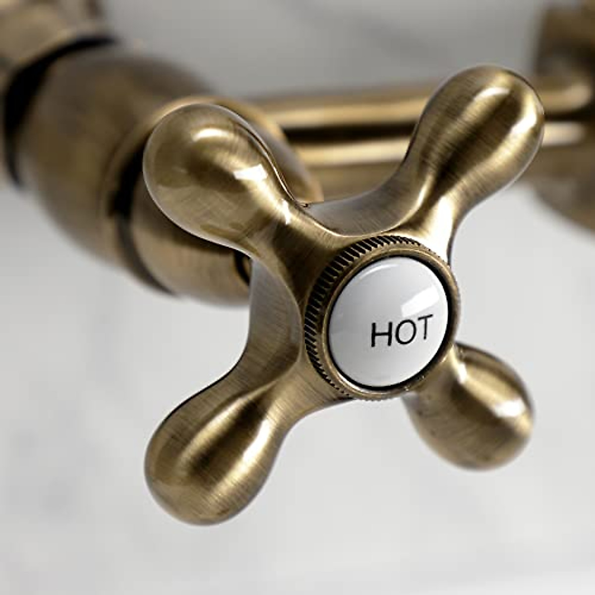 Kingston Brass Heritage 8-Inch Centerset Wall Mount Kitchen Faucet, Antique Brass