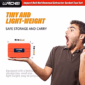 LLNDEI 3/8-Inch Metric Bolt Extractor Set, 10+1 PCS Impact Bolt Nut Remover Set, Rounded Broken Bolts Remover, Rusted Damaged Stripped Nut Removal Tool Kit with Storage Case (9-19mm