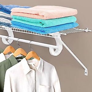 6PCS Hanging Closet Rod Support 3/4 Closet Bracket J-Shaped Closet Shelf Rod Holder for Wire Closet Shelving, Cabinets Storage and Curtain