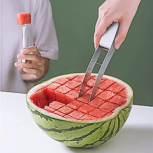 Watermelon Slicer Choxila,Stainless Steel Watermelon Cutter Cool Watermelon Knife Fun Watermelon Cutting Tool with 2PCS Forks