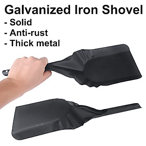 Ash Bucket with Lid and Shovel Hand Broom, 5.15 Gallon Large Galvanized Iron Metal Fireplace Tools Ash Pail for Fire Places Fire Pits Wood Burning Stoves Hearth Accessories Indoor Outdoor, Black