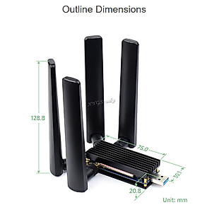 5G DONGLE Module with Quad Antennas USB3.1 Port Aluminum Alloy Heatsink M.2 Key B Interface @XYGStudy (USB to M.2 B Key)