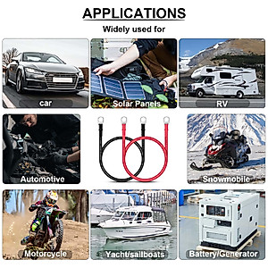 Battery Cable - iGreely 8 AWG 8 Gauge Wire Made with Tinned Copper Wire Battery Power Inverter Cables with Terminals for Solar Panel Trolling Motor Automotive Motorcycle RV Marine Boat 2ft/60cm