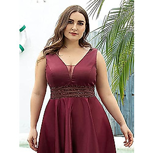 Ever-Pretty Women's V-Neck High Low Gown Cocktail Plus Size Evening Gowns Formal Dress Burgundy US20