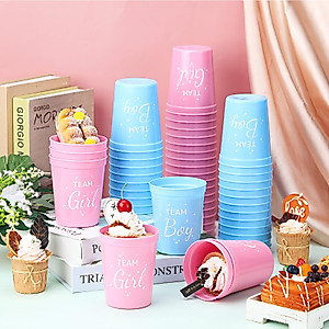 Pickmesh 48 Pcs Gender Reveal Cups 16 oz Plastic Team Boy Team Girl Cups Gender Reveal Party Drinking Cups Pink and Blue Gender Reveal Party Supplies for Beverage Drink Baby Shower Decorations