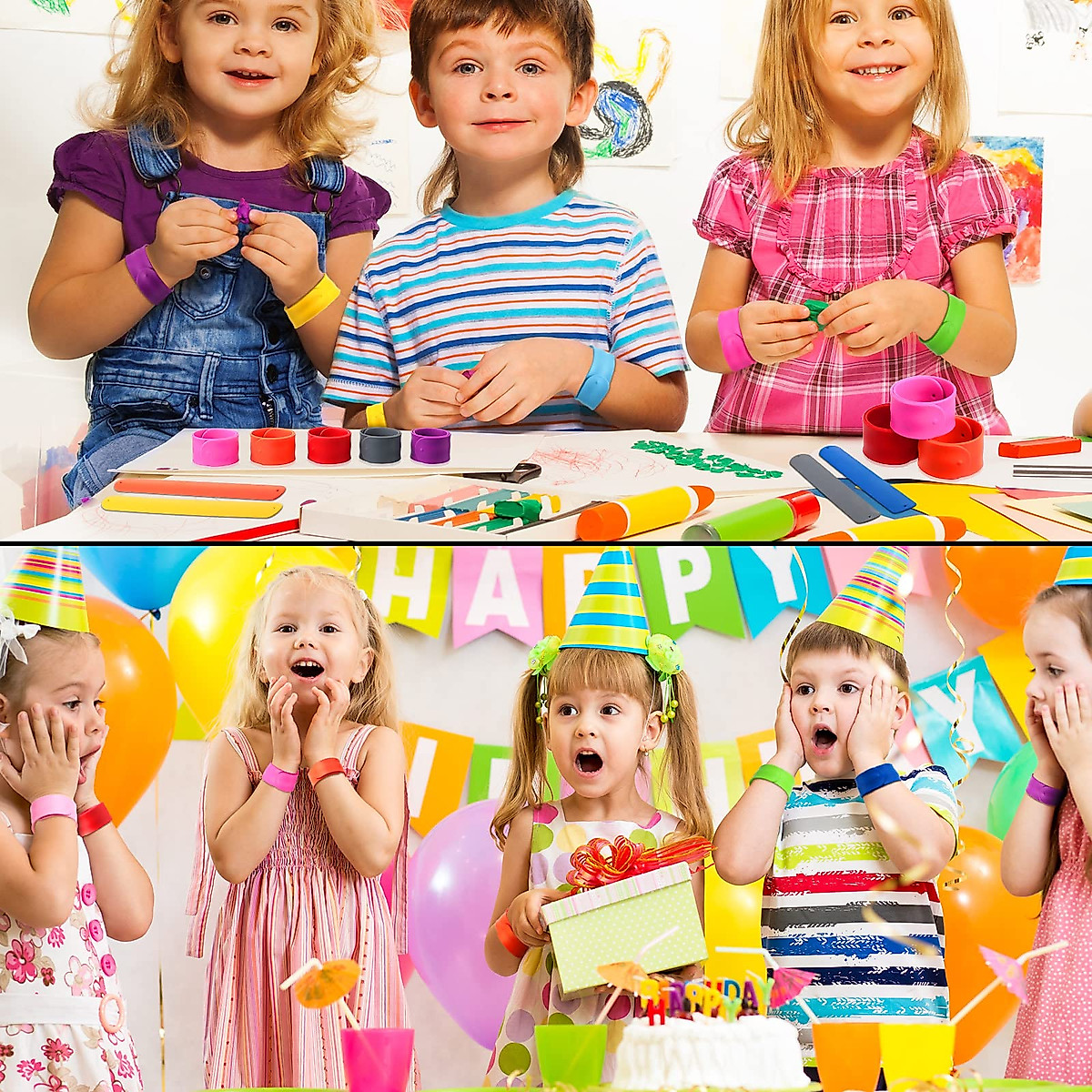 Chengu 36 Pieces Silicone Slap Bracelets Bulk Multicolor Snap Wrist Bracelets Soft and Safe Bands Wrap Wristband for Party Favors School DIY Painting Wristband Craft(Multicolor)