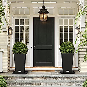 Elevens Outdoor Planter Larger Flower Pots Indoor Taper Garden V-Shape Tall Planters 24 inches Garden Pots Planter - Black（2 Packs）