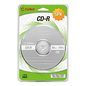 Cellet CD-R 700MB 80 Minute 52X Recordable Blank Disc - (5 Pieces Pack)