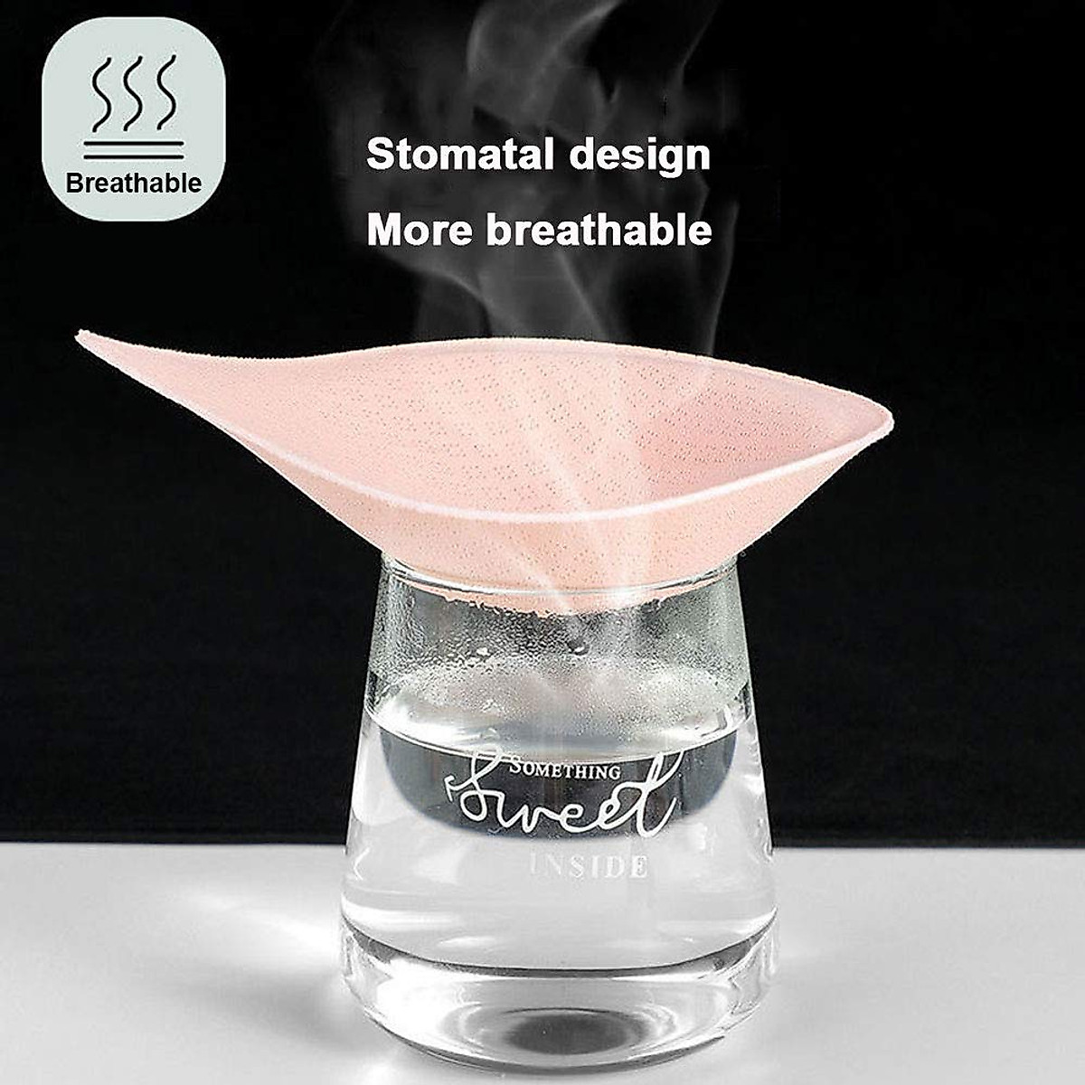 KAHIOE 1 pair teardrop shape latex breast pad Insert Women's Bra Pads Breast Enhancer Chest Push Up Cups for Swimsuits Yoga (Black, M)