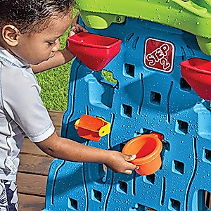 Step2 Waterfall Discovery Wall | Double-Sided Outdoor Water Play Set with 13-Pc Accessory, Multicolor, Basic