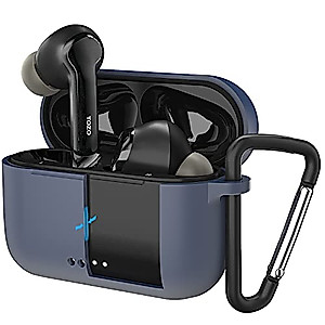 TOZO NC2 Protective Silicone Case Shockproof Soft Skin Cover for TOZO NC2 Earbuds with Front LED Visible and Keychain Blue