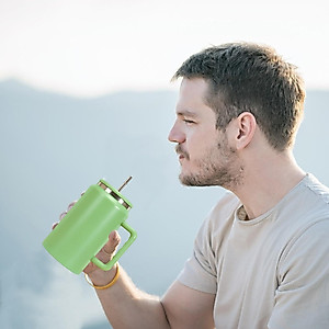 Insulated Water Mug, 50 Oz reusable tumbler, Mug with Straw Handle for High Capacity Drinks, Stainless Steel Coffee Cup with Lid Used for Cold and Hot Beverages Offices Home Travelling and Hotel