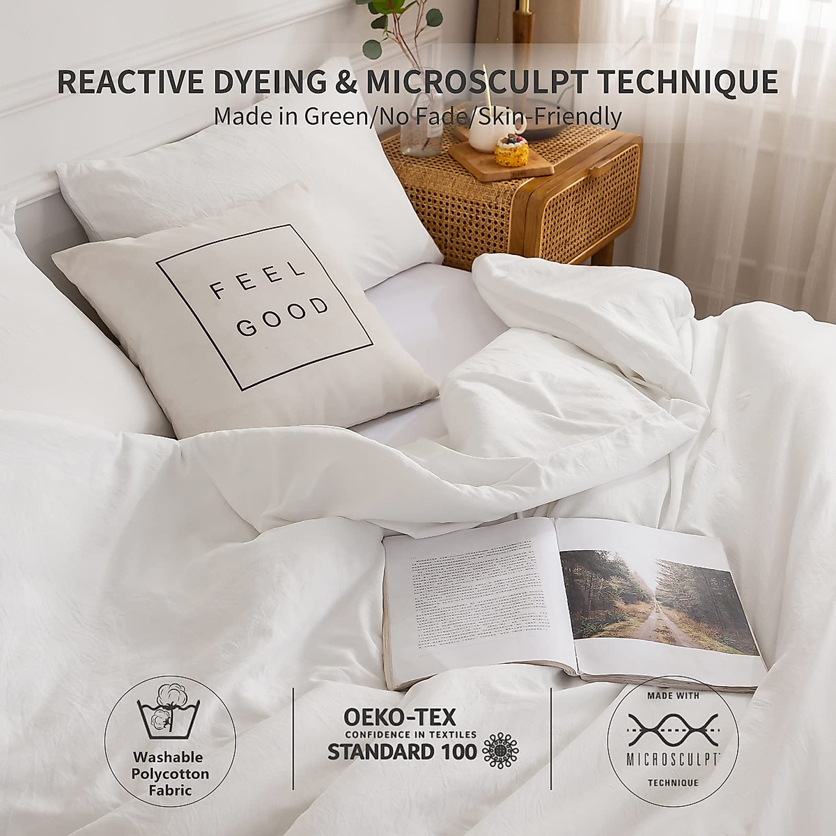 COTTEBED White Twin Bed Comforter Set - XL Twin Bedding Size Down Comforter with Pillow Sham Super Soft Fluffy Comfortable PolyCotton for Kids College Dorm Boys Girls School All Season Use Twin/TwinXL