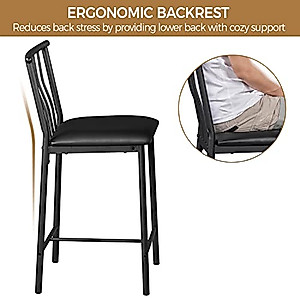 Yaheetech 3-Piece Dining Table Set, Counter Height Dining Table Set for 2, Compact Kitchen Table Set with 3-Layer Side Storage Shelf for Kitchen Restaurant, Black/Gray