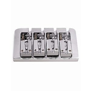 Bogart 4 String Bass Bridge A Style Top Load and String Through Body Tailpiece with Zinc Saddles for Electric Jazz Bass P Bass Chrome High Mass.