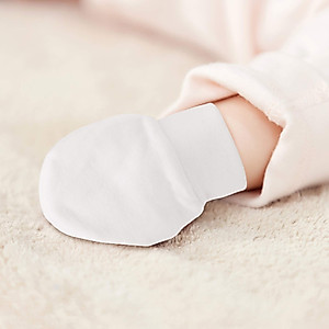 Dxhycc 4 Sets Newborn Baby Hats and Mittens, Baby Beanie Caps Hats and Scratch Mittens for Baby Boys Girls 0-3 Months