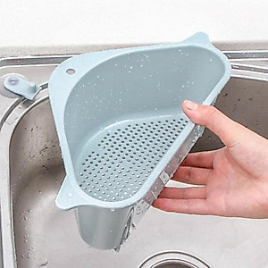 KUYYFDS Triangle Sink Storage Basket Suction Cup Hanging Kitchen Sink Vegetable Peel Trash Box Colanders Food Strainers