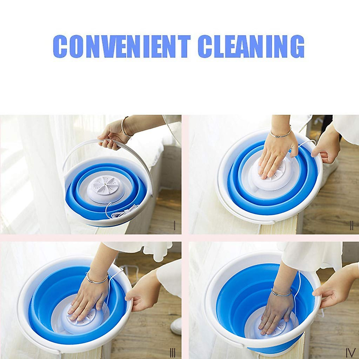 Folding Barrel Washing Machine/Ultrasonic Turbine/Mini Small Portable/Dormitory/Socks Underwear Cleaning Artifact