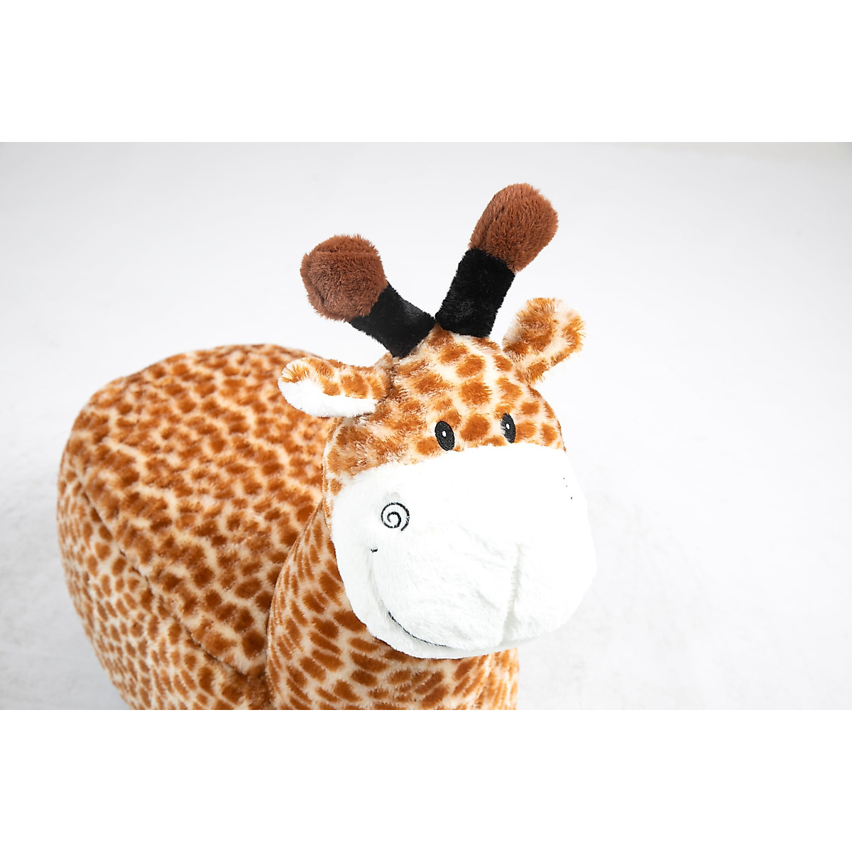 Home 2 Office Geno The Giraffe Ottoman with Storage for Kids' Bedroom, Playroom, Nursery or Recreation Room Decor, Soft Animal-Shaped Toddler Furniture with Wooden Legs