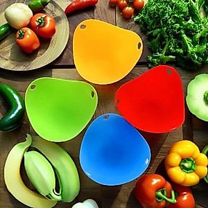 "Nonstick Silicone Egg Poacher, Egg Poaching Cup, Poached Egg Cooker, Egg Molds, Cookware for Microwave, Stovetop, Premium 4PCS."