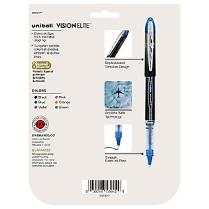 uniball Vision Elite Rollerball Pens with 0.5mm Micro Point Pen Tips, Assorted, 8 Count - Uni-Super Ink is Smooth, Vibrant, and Protects Against Water, Fading, and Fraud