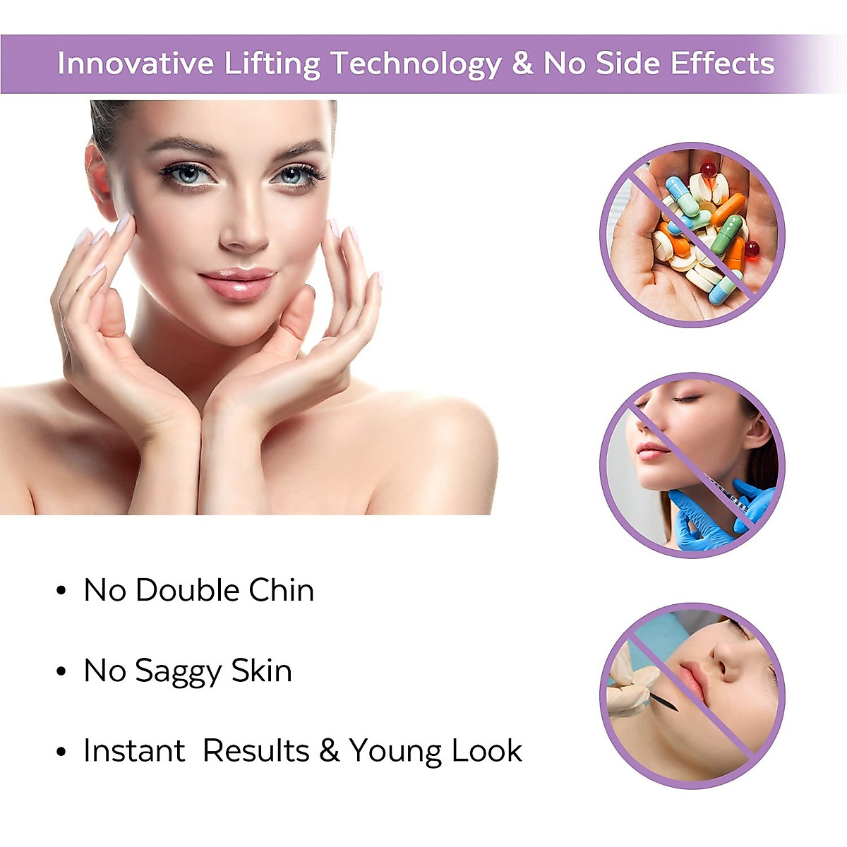 COSDAD Reusable Double Chin Reducer Chin Strap Face Slimming Strap Face Slimmer Shaper for Women,Breathable Comfortable V Line Lifting Mask,Innovative Lifting Technology,One Fits All,Purple