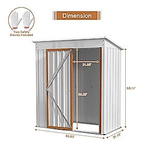 Ribitek Outdoor Storage Shed 5FT x 3FT, Metal Garden Shed Backyard Storage Shed with Lockable Door, Waterproof Tool Shed for Yard, Patio, Lawn