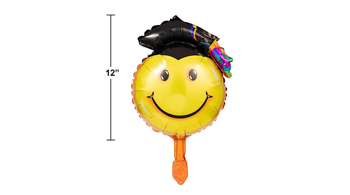 Cheerful Smiley Face Graduation Balloon - Party Essential