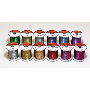 Hitena STWRAP Rod Wrapping Thread - Metallic Zebra (Jasper) 12 Color Pack (100yd)