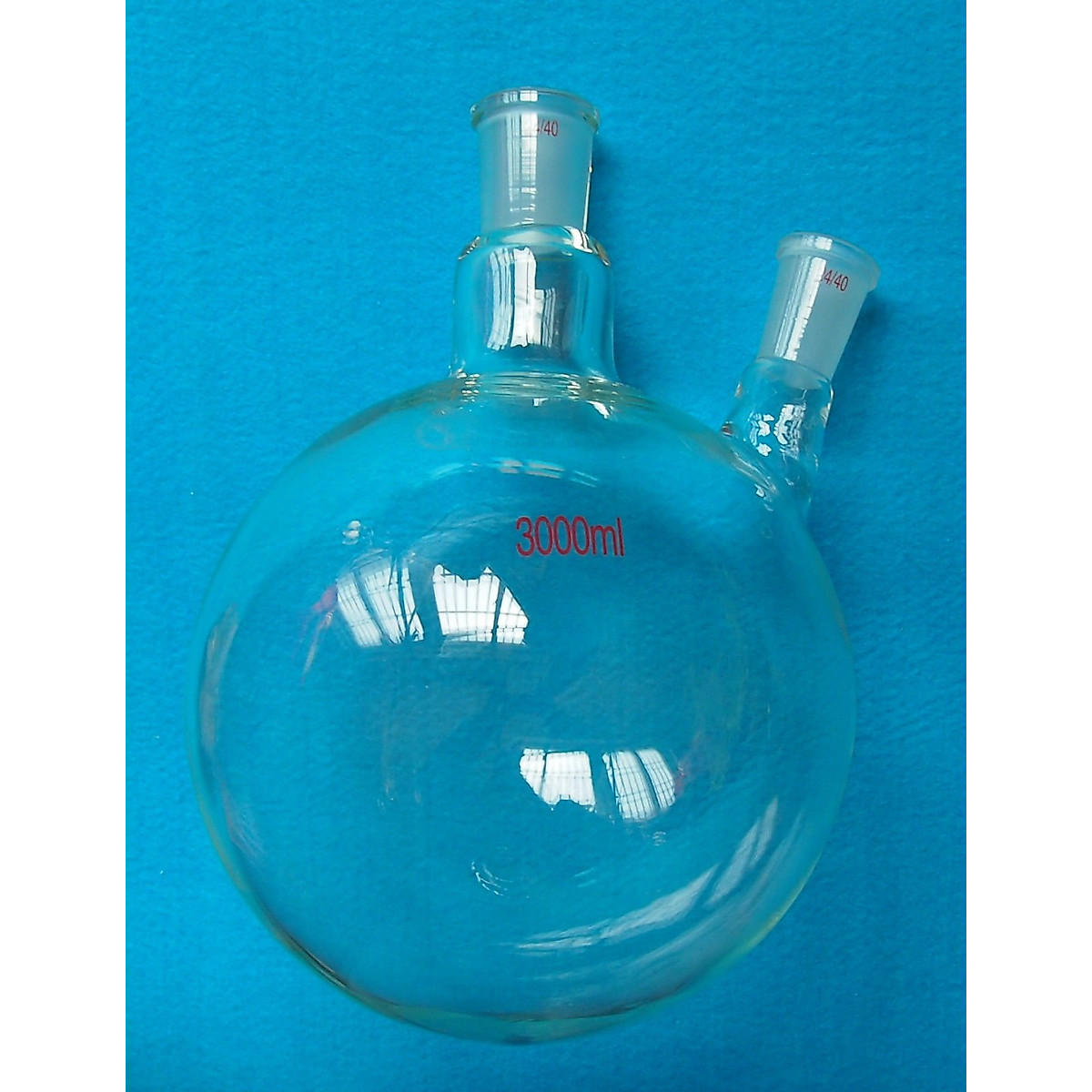 Deschem 3000ml,24/40,Two-Neck,Round Bottom Glass Flask,Twins Necks,3L,Lab Boiling Vessel