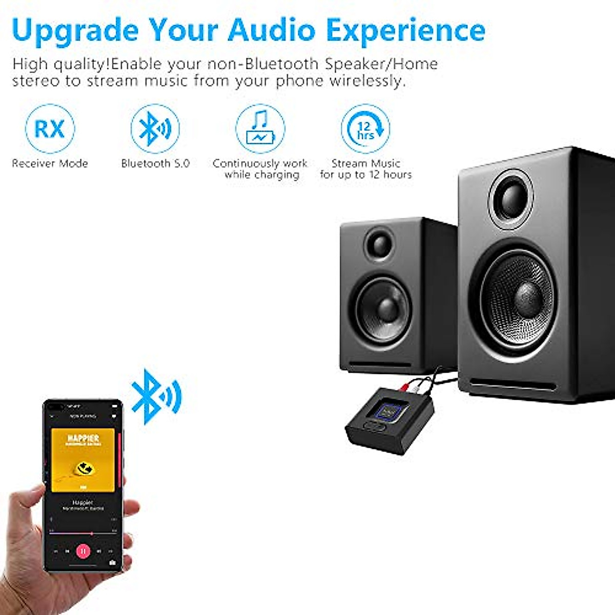 1Mii Bluetooth Receiver for Audio (Ivory Black)