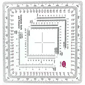 Gotical New and Improved Version Military Style MGRS/UTM Coordinate Grid Reader, and Protractor,Coordinate Scale Map Reading and Land Navigation Topographical Map Scale (Pack of 1)