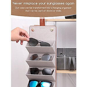 cloudever Sunglasses Travel Case Organizer for Men Women, Eyeglasses Foldable Hanging Case Storage Holder Organizer (Orange Brown)