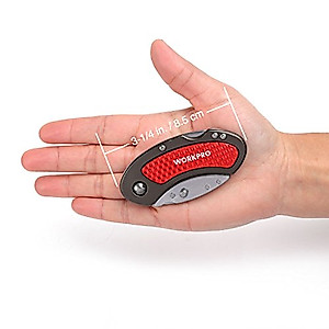 WORKPRO Folding Utility Knife Set Quick Change Blade, Back-lock Mechanism 3-piece with 10-piece Extra Blades
