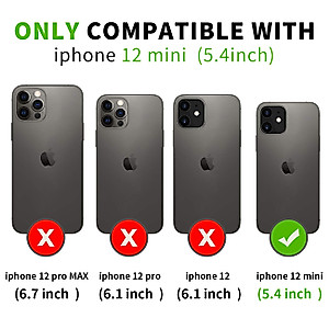 FYY Compatible with iPhone 12 Mini Case, [Kickstand Feature] Luxury PU Leather Wallet Case Flip Folio Cover with [Card Slots] and [Note Pockets] for iPhone 12 Mini 5G 5.4" Navy