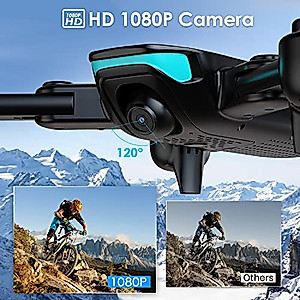 WiFi FPV Drone with 1080P HD Camera, Zuhafa ,40 Mins Flight Time,Foldable Drone for Beginners,Altitude Hold Mode, RTF One Key Take Off/Landing,3D Flips 2 Batteries, APP Control, Easy Toy for Kids & Adults