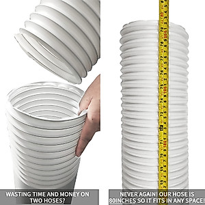 Portable Air Conditioner Hose 5 Inch Diameter,Portable AC Hose Exhaust Vent With Anti-Clockwise Thread Length up to 80 Inches…