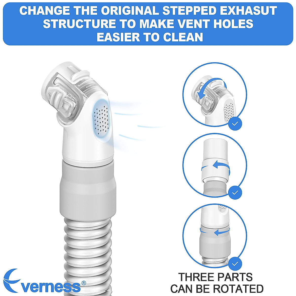 3 Packs Replacement Short Hose for N20, Reduce Air Leaks & Noisy Sound, Included 3 PCS of Short Tubes, Quick-Release Elbows and Swivels in One Package Supplies by Everness