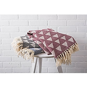 DII Mid-Century Modern Decorative Triangle Woven Throw, 50x60, Black
