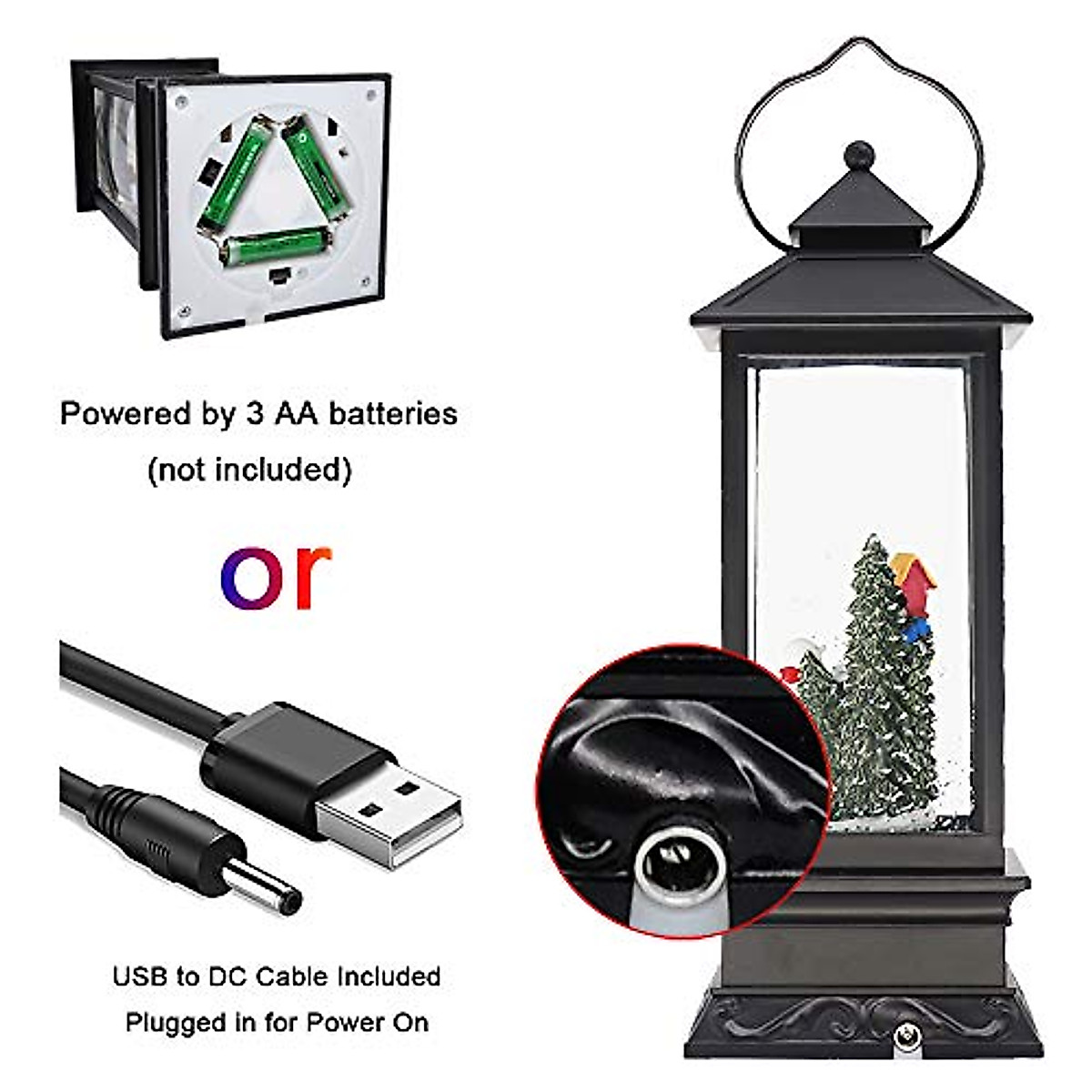 Eldnacele Christmas Snow Globe Lantern with Music, Battery Operated Lighted Swirling Glitter Water Lantern with Timer for Christmas Home Decoration, Snowman