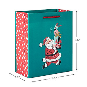 Hallmark 6" Small Vintage Christmas Gift Bag Bundle (6 Bags: Retro Santa, Snowmen, Red, Green and White Stripes) for Gift Cards, Party Favors, Treat Bags, Teacher Presents